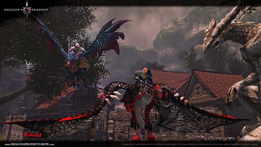 Two dragons flying aboce Morne Village – Zona MMORPG